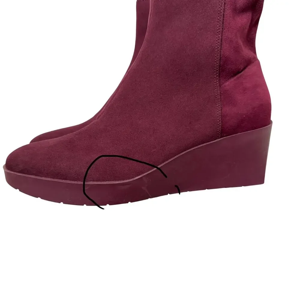 Vionic | Shoes | Vionic Skylar Womens 1 Burgundy Wine Suede Wedge Ankle ...